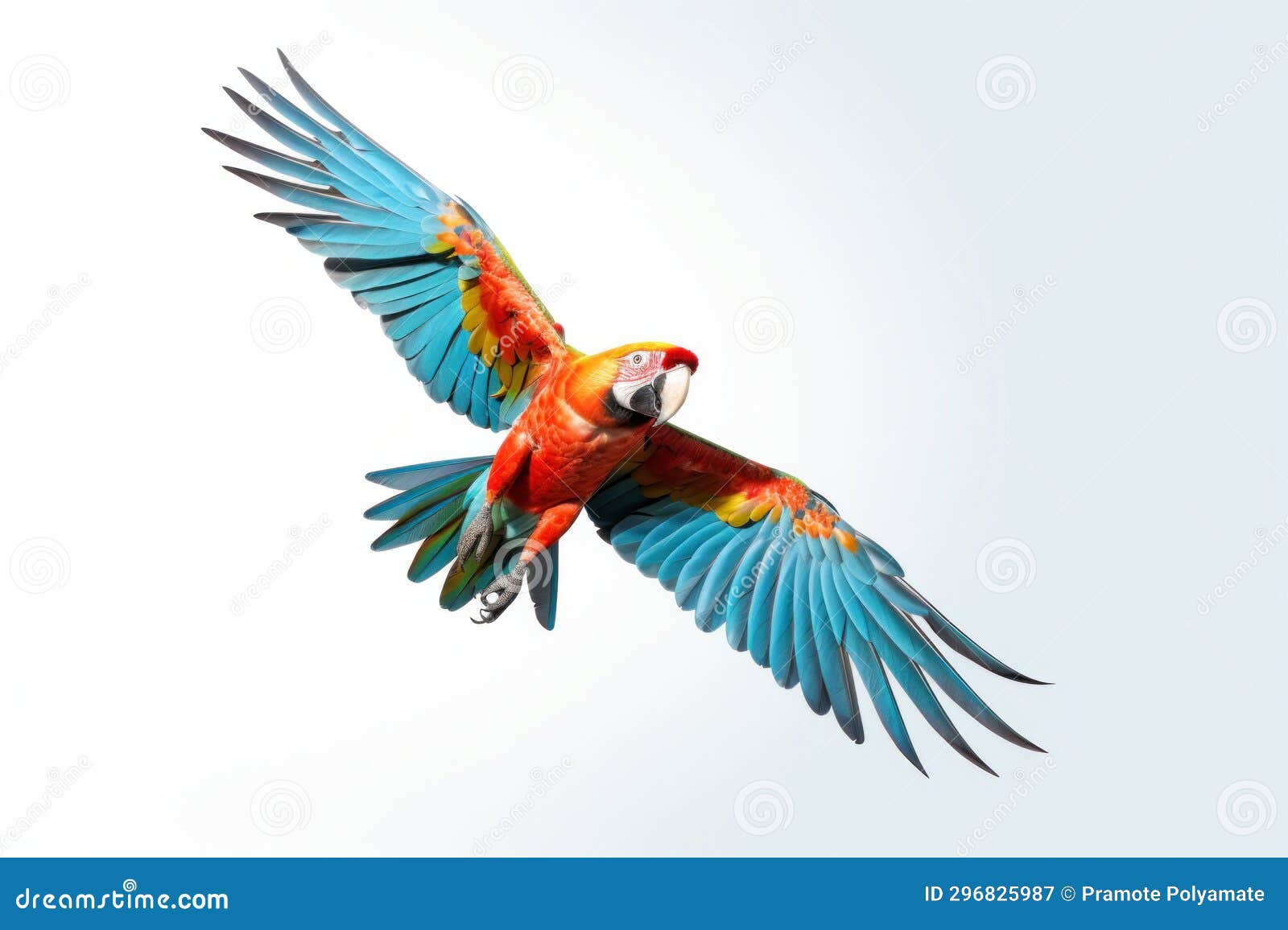 A Colorful Parrot Flying on White Background Stock Image - Image of ...