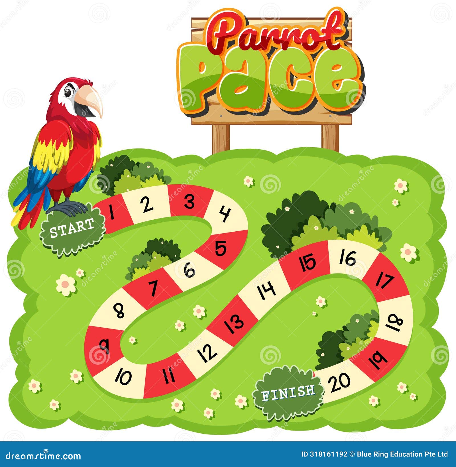 Parrot on a Fun Board Game Layout Stock Vector - Illustration of start ...