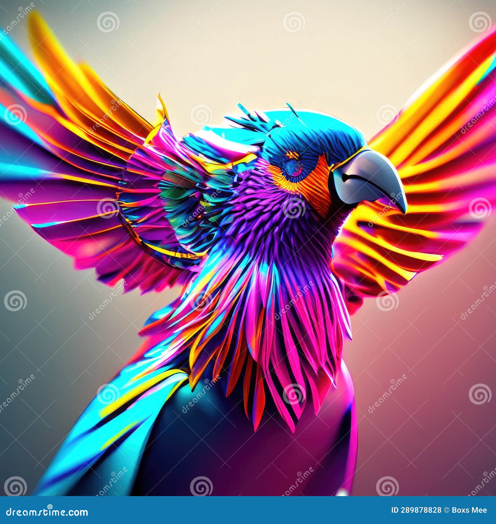 Colorful Parrot on a Gradient Background. 3d Rendering Stock ...