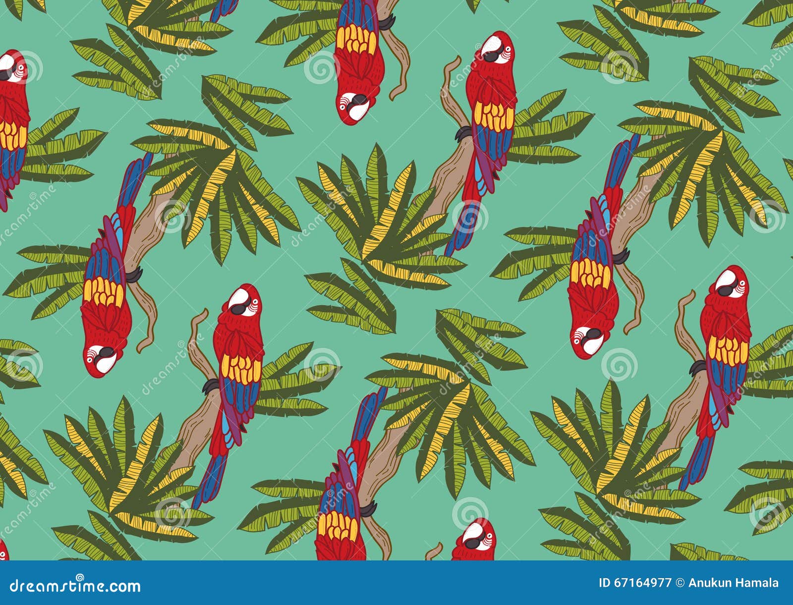 Colorful Parrot - Pattern Design Stock Vector - Illustration of bright ...