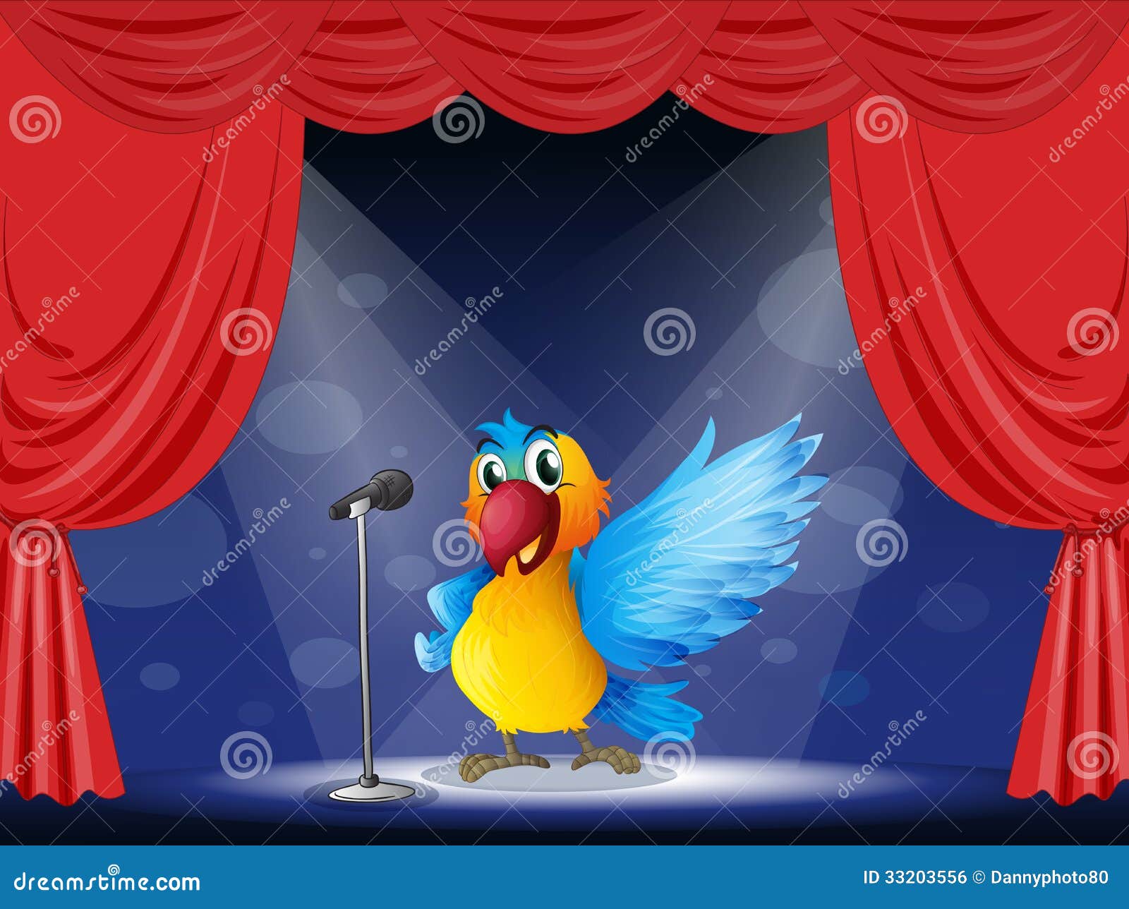 A Colorful Parrot Performing on the Stage Stock Vector - Illustration ...