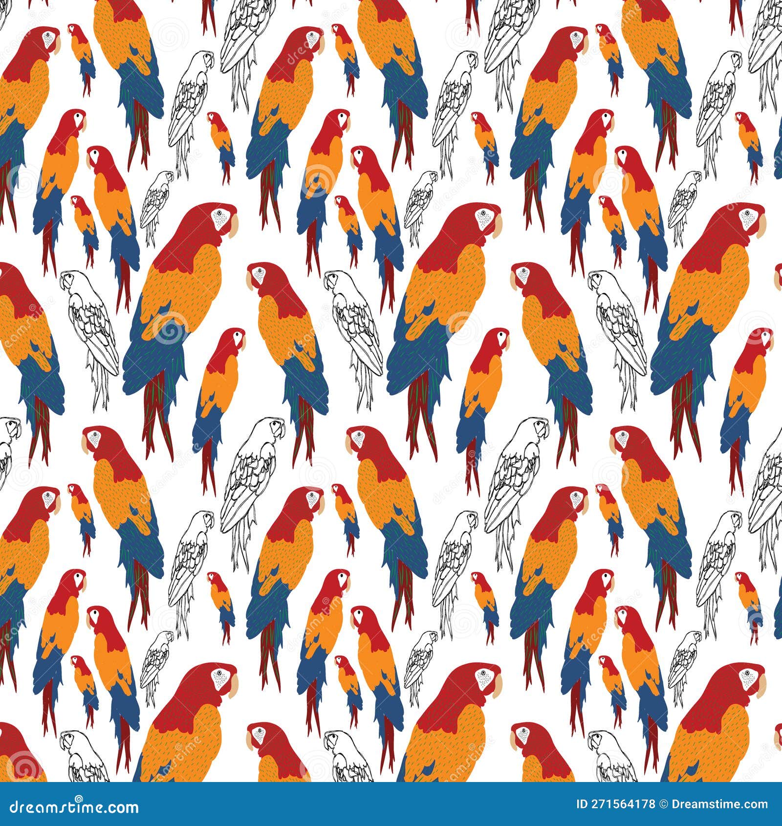 Colorful Parrot Vector Repeat Pattern Stock Vector - Illustration of ...