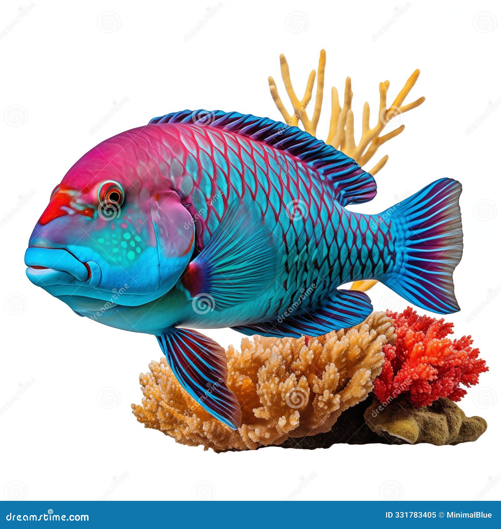 Colorful Parrotfish with Coral at Ocean Reef Stock Illustration ...