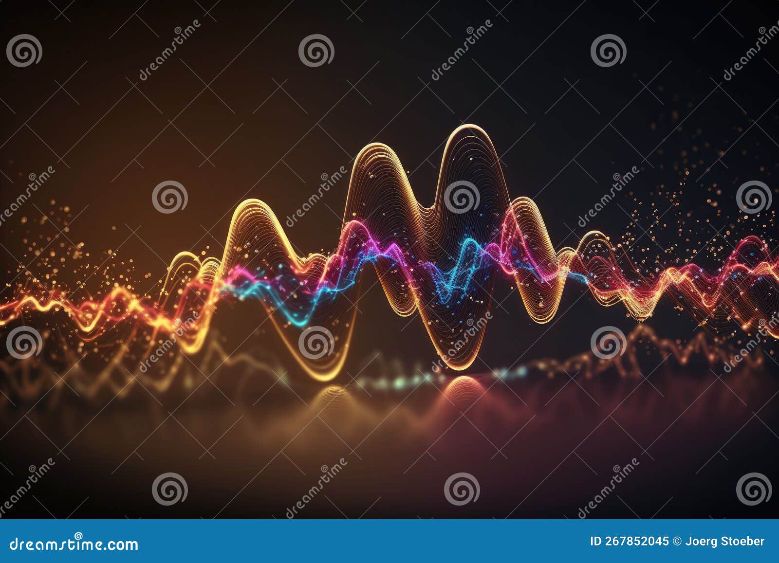 Colorful Particle Soundwave Background, Generative Ai Stock ...