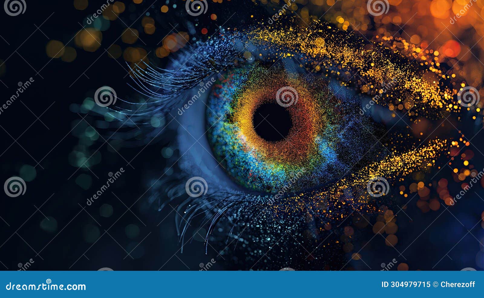 Colorful Particles Around the Human Eye Stock Image - Image of universe ...