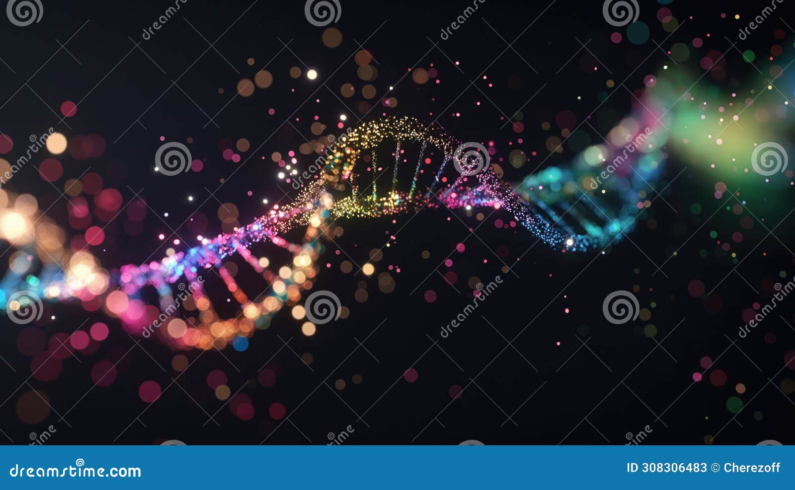 Colorful Particles Formed a DNA Strand Stock Image - Image of ...
