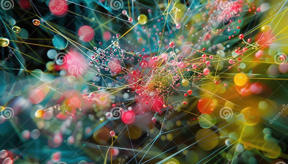 Abstract Representation of Interconnected Particles in Vibrant Colors ...