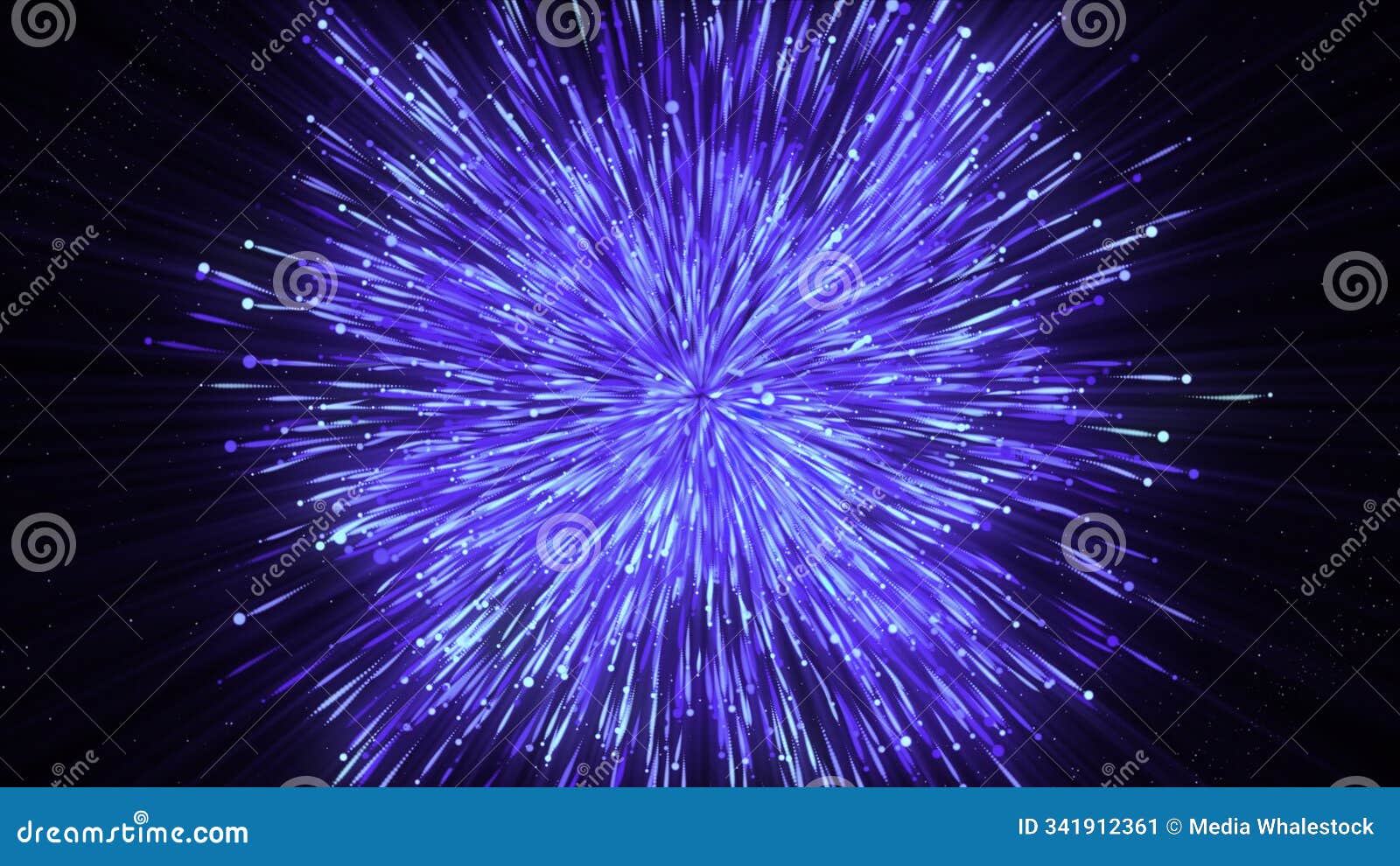 Colorful Particles and Strings Spreading on a Blue Background. Motion ...