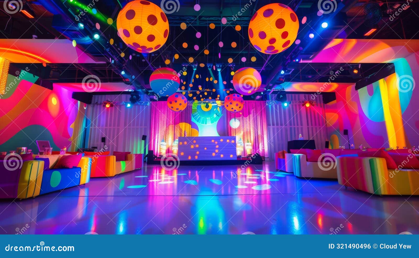 Colorful Party Backdrop Featuring Designated Space for Custom Messaging ...