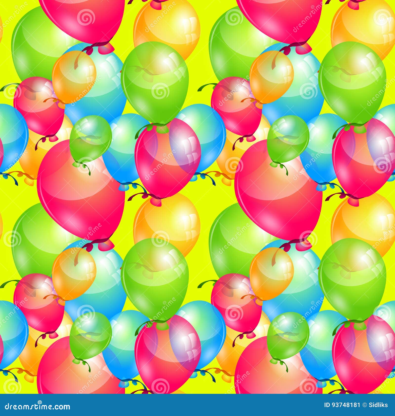 Colorful Party Balloons Seamless Pattern Stock Illustration ...