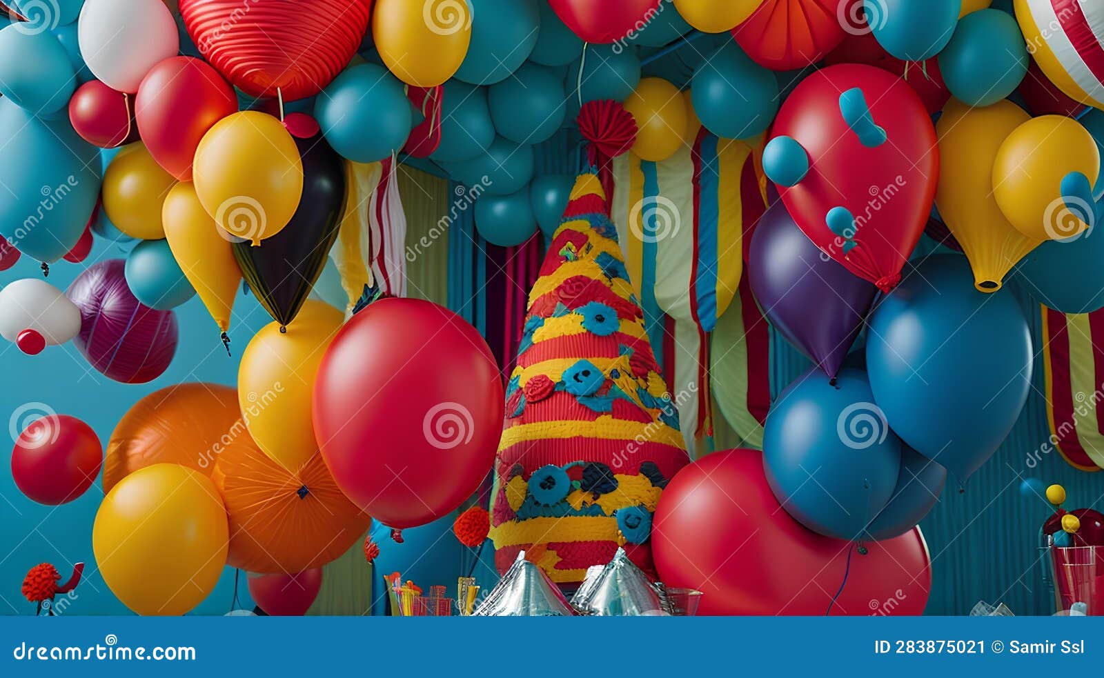 Colorful Party Decorations in Pop Art Style Stock Illustration ...