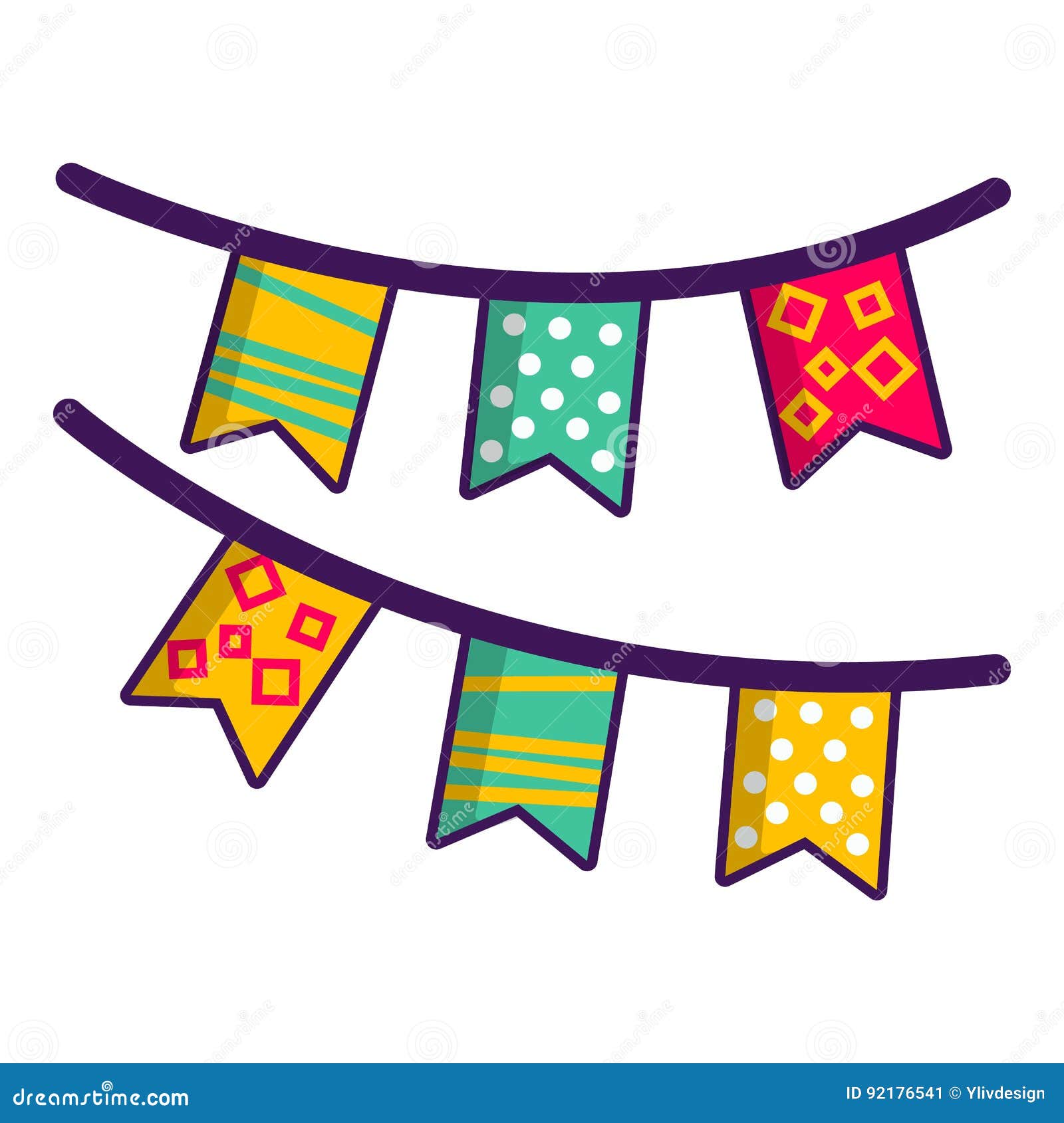 Colorful Party Flags Icon, Cartoon Style Stock Vector - Illustration of ...