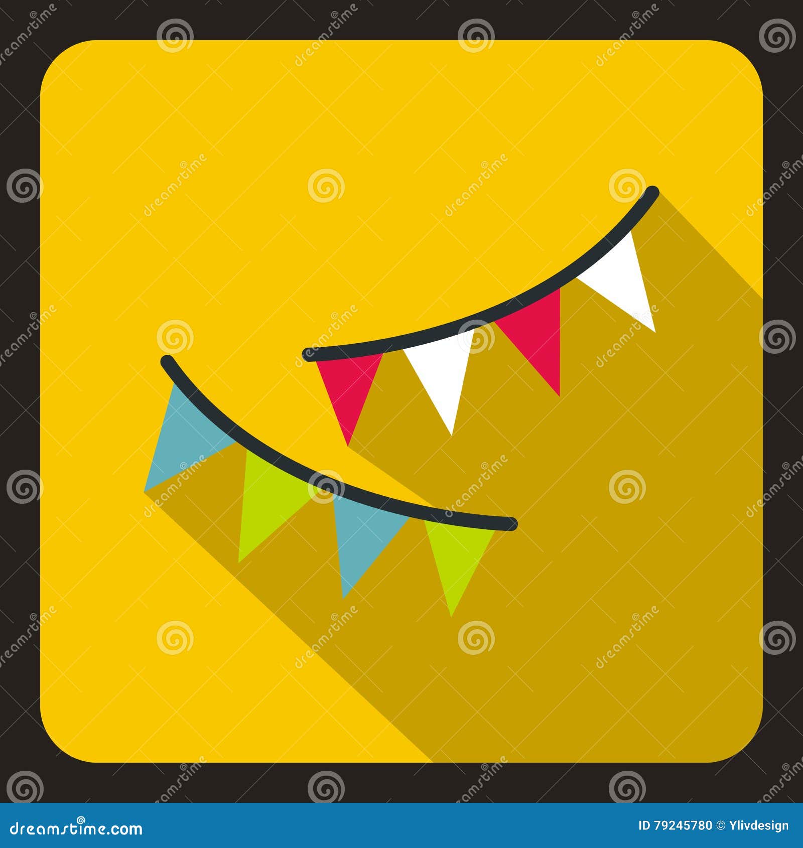Colorful Party Flags Icon, Flat Style Stock Vector - Illustration of ...