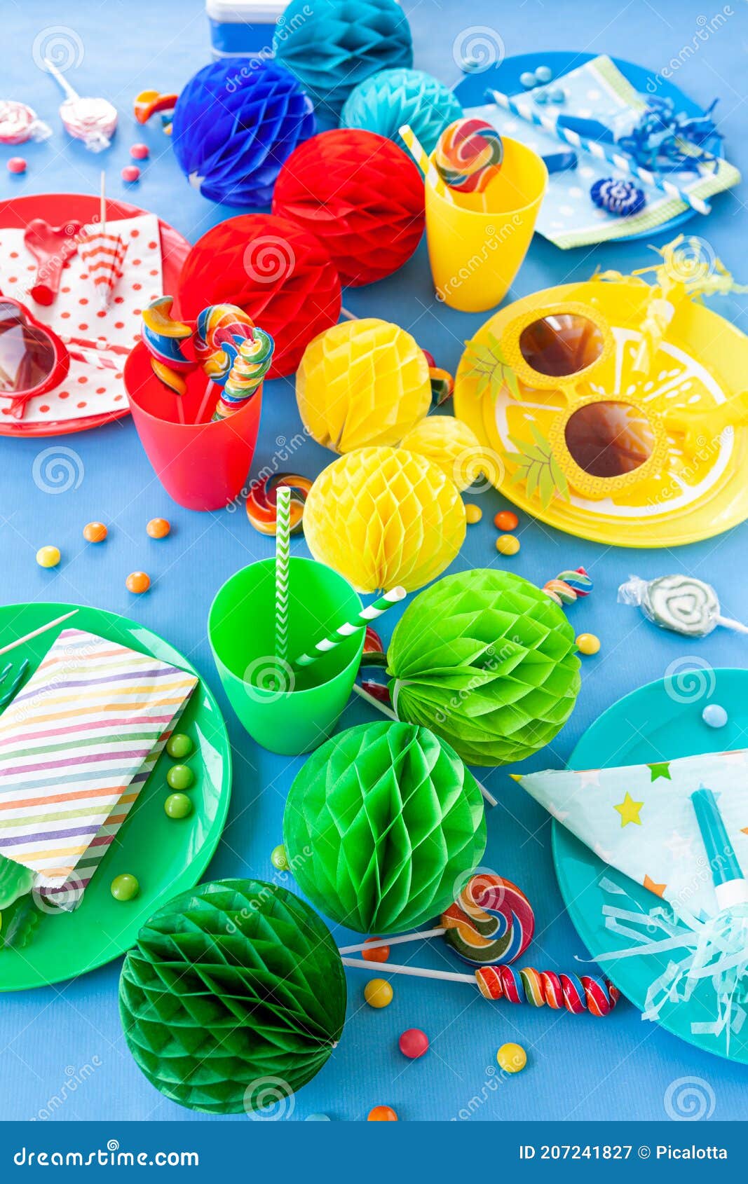Colorful Party Table Setting Stock Image - Image of decoration, plates ...