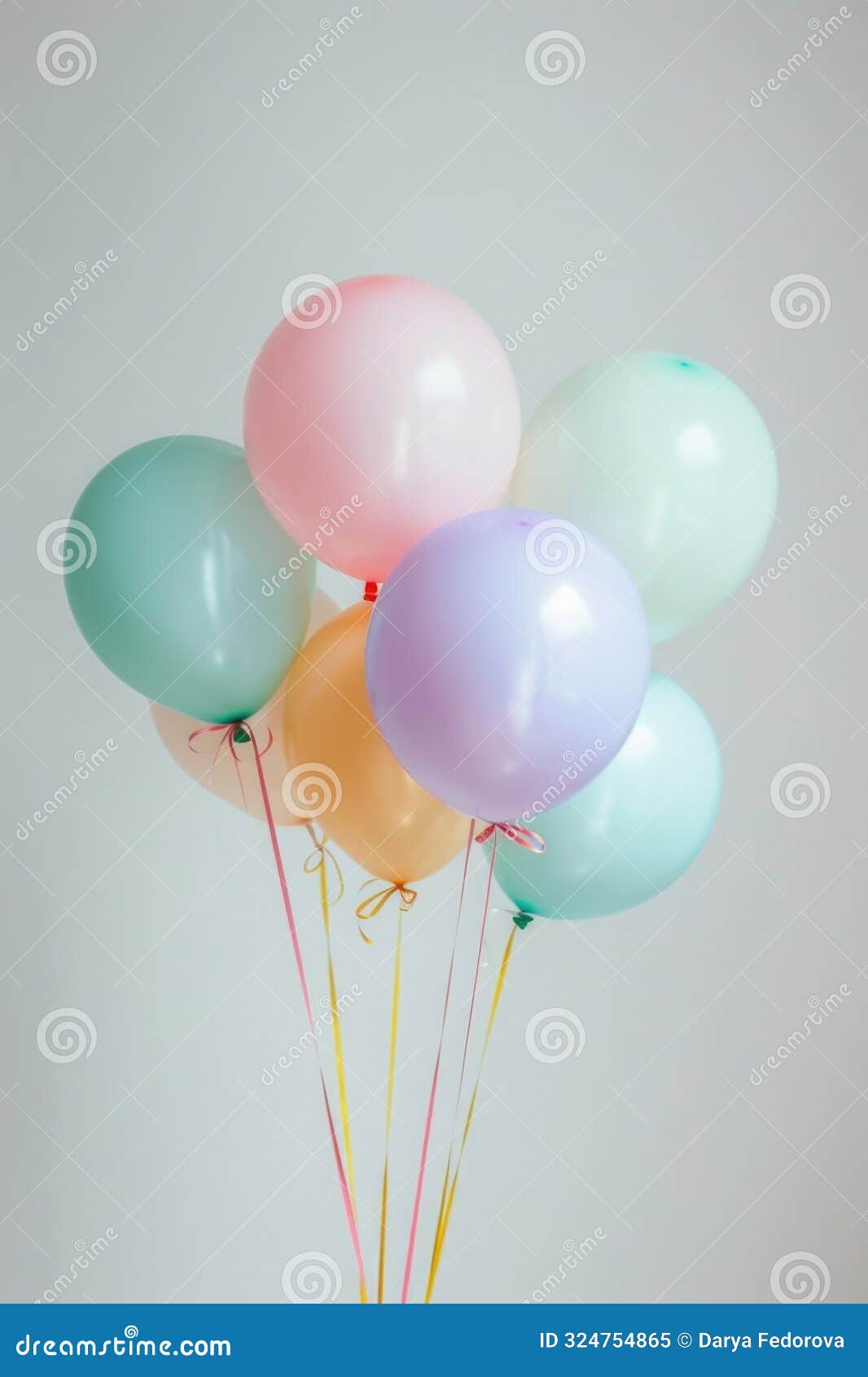 Colorful Pastel Balloons Cluster Against Light Grey Background Stock ...