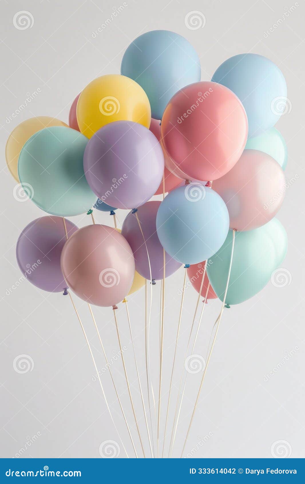 Colorful Pastel Balloons Cluster Against Light Grey Background Stock ...