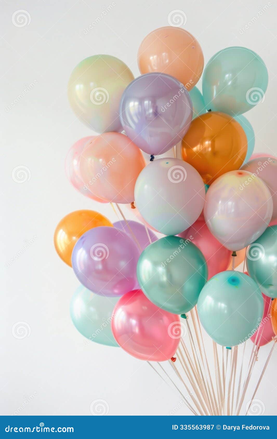 Colorful Pastel Balloons Cluster Against Light Grey Background Stock ...