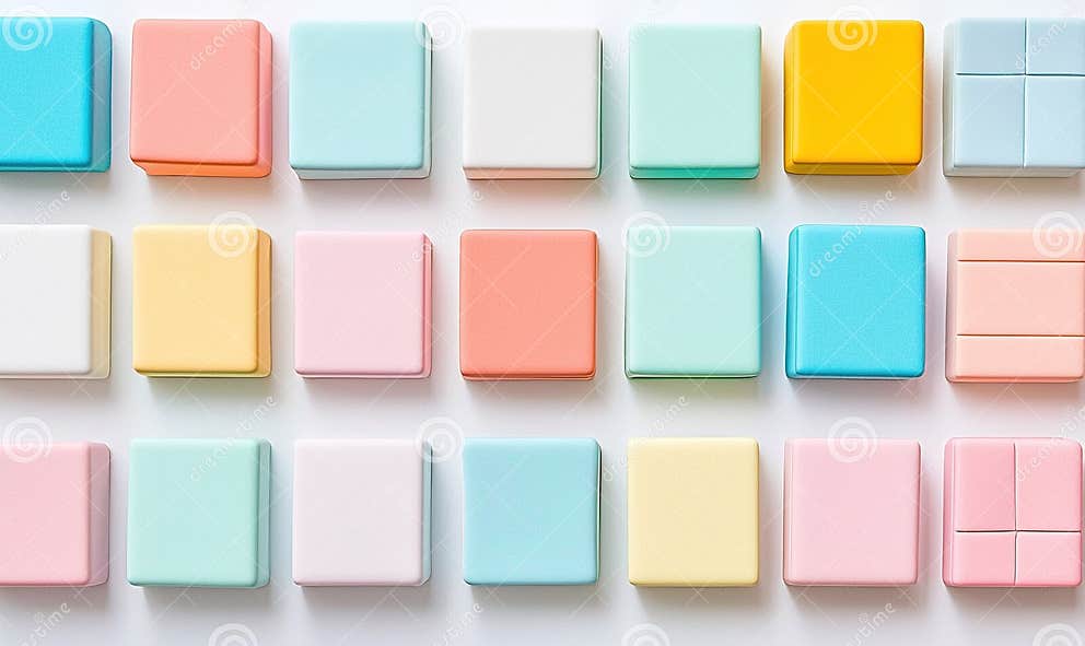 Colorful Pastel Blocks Pattern on White Background for Abstract Design ...
