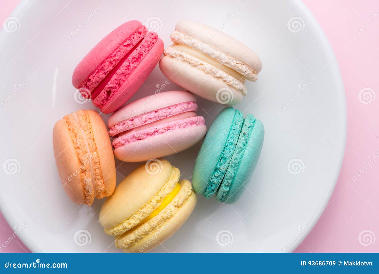 Colorful Pastel Cake Macaron or Macaroon on Plate. Stock Image - Image ...