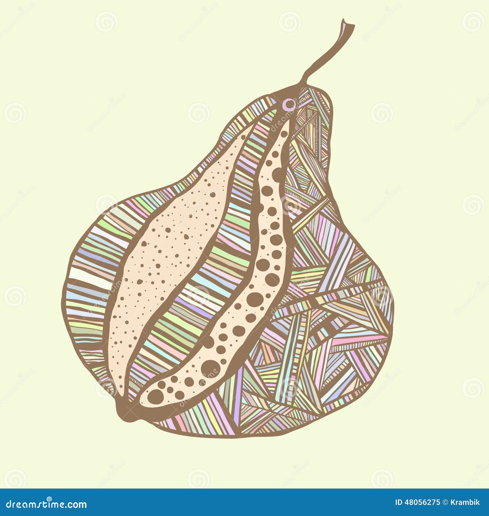 Colorful Pastel Hand Style Drawing Design Pear Stock Vector ...