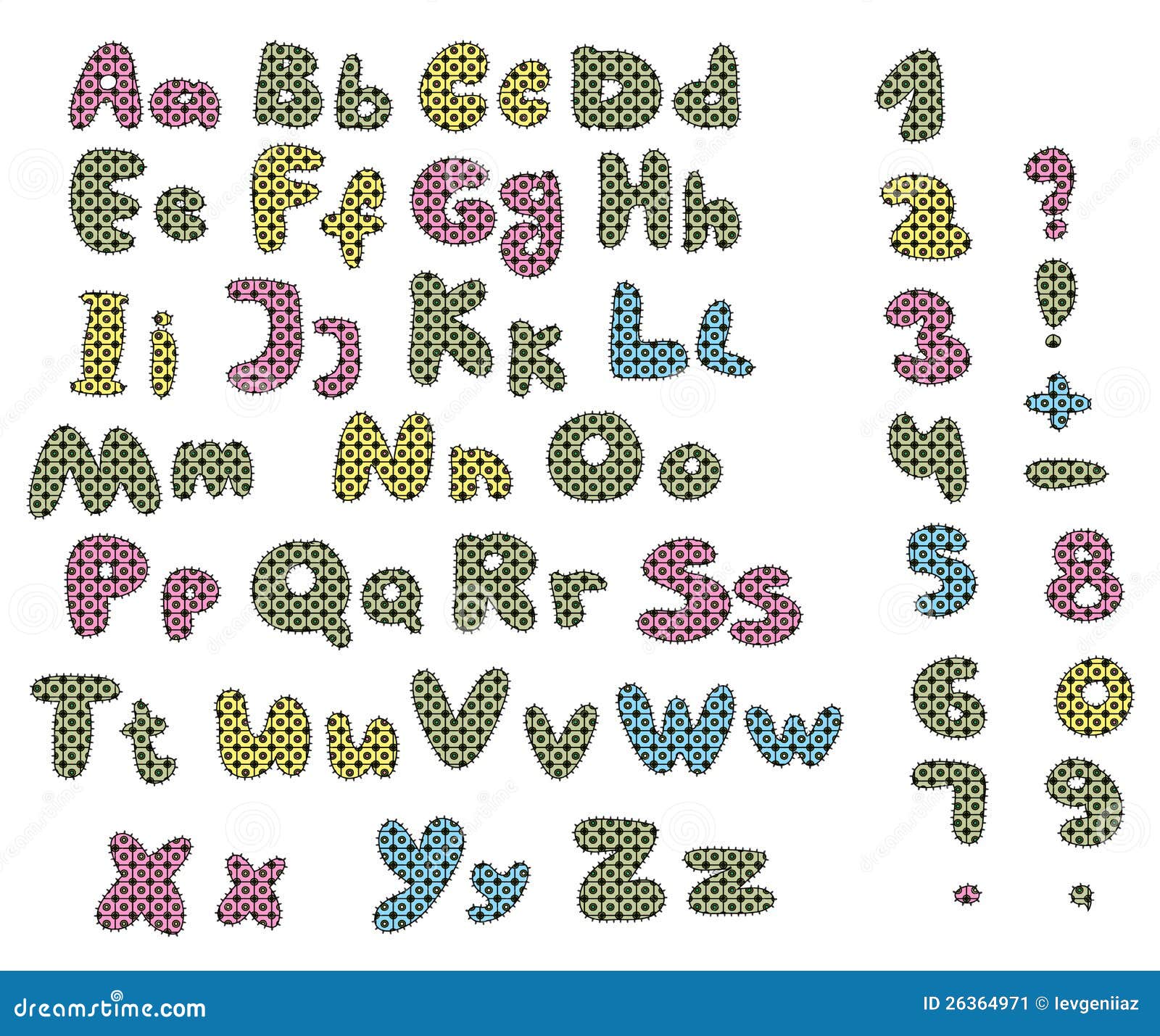 Patchwork Alphabet Font Letters Symbol Style Decoration Vector ...