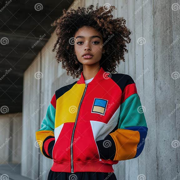 Colorful Patchwork Bomber Jacket Stock Illustration - Illustration of ...