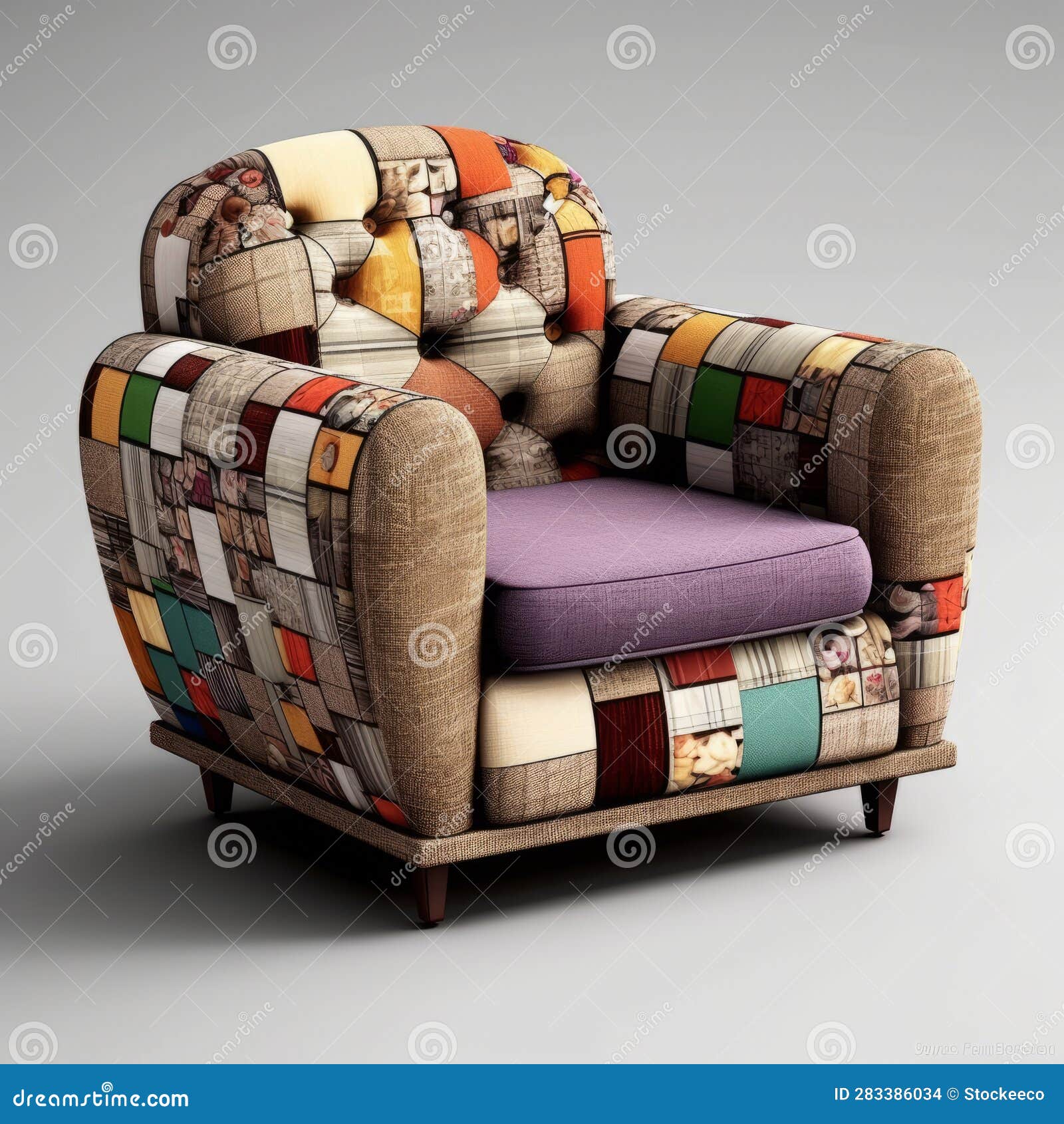 Colorful Patchwork Chair with Luxuriant Textures and Primitivist ...