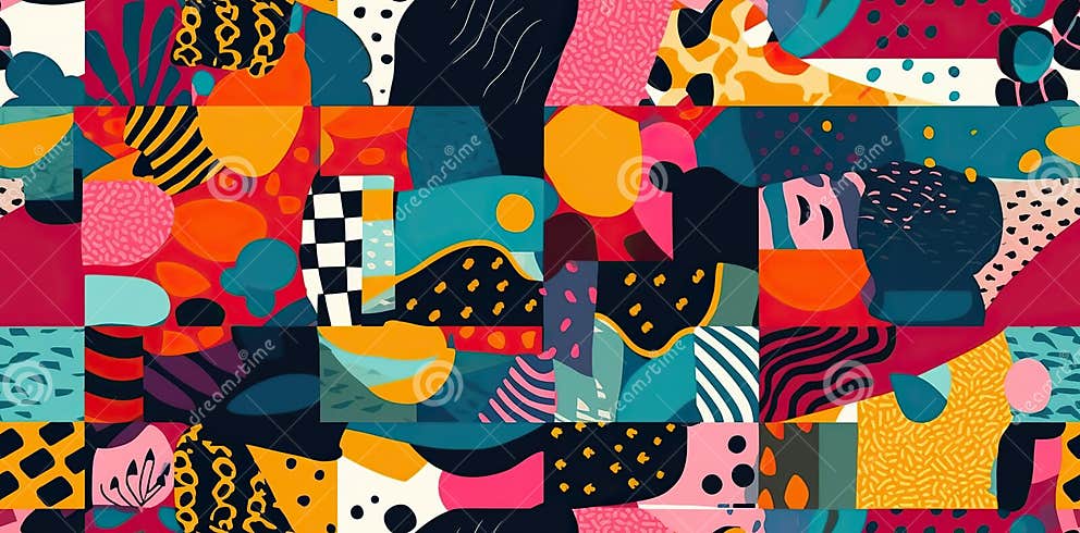 The Colorful Patchwork Fabric is a Playful Pattern, Concept of Textile ...