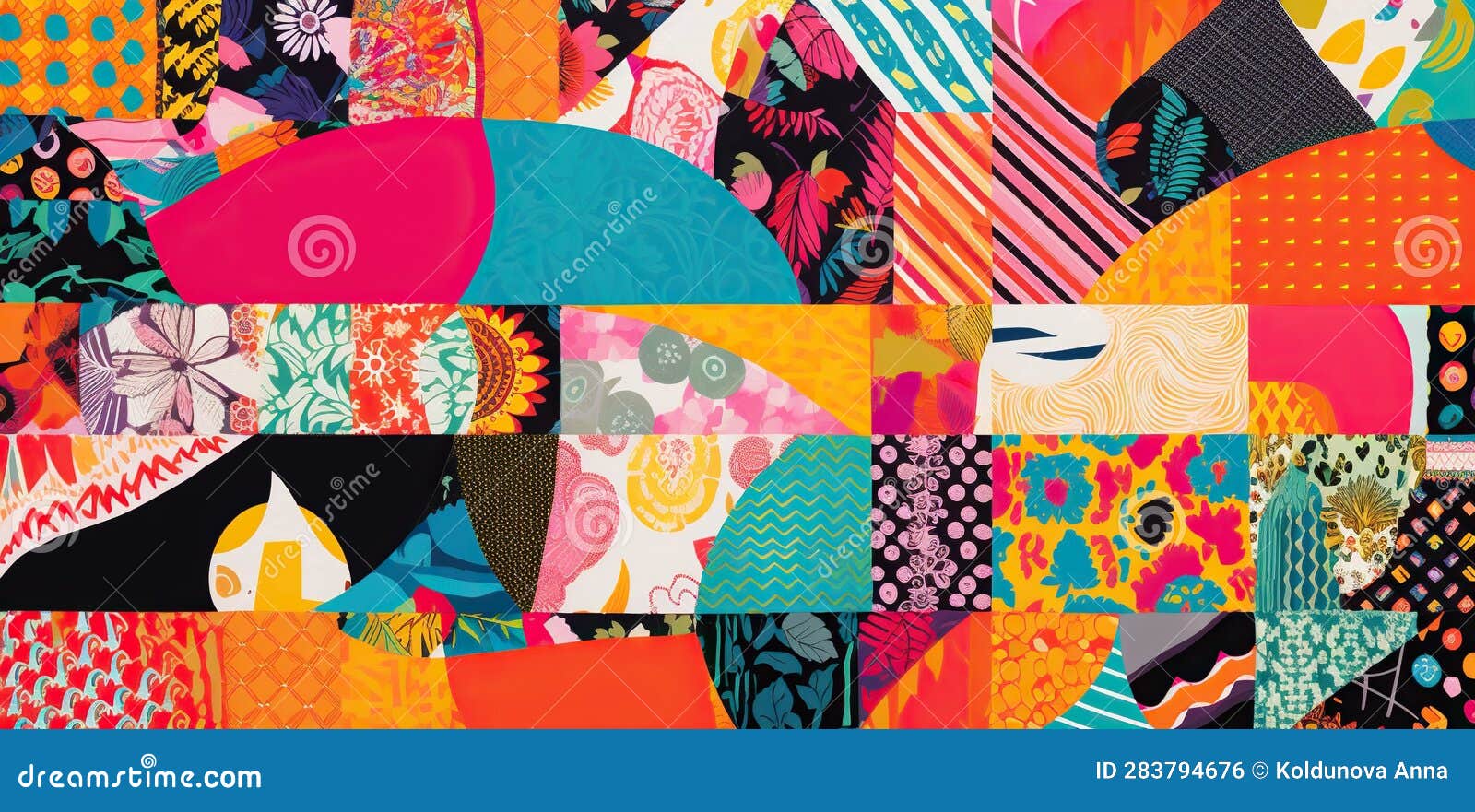 The Colorful Patchwork Fabric is a Playful Pattern, Concept of Textile ...