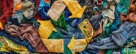 Colorful Patchwork Fabric Texture Stock Photo - Image of textile, color ...