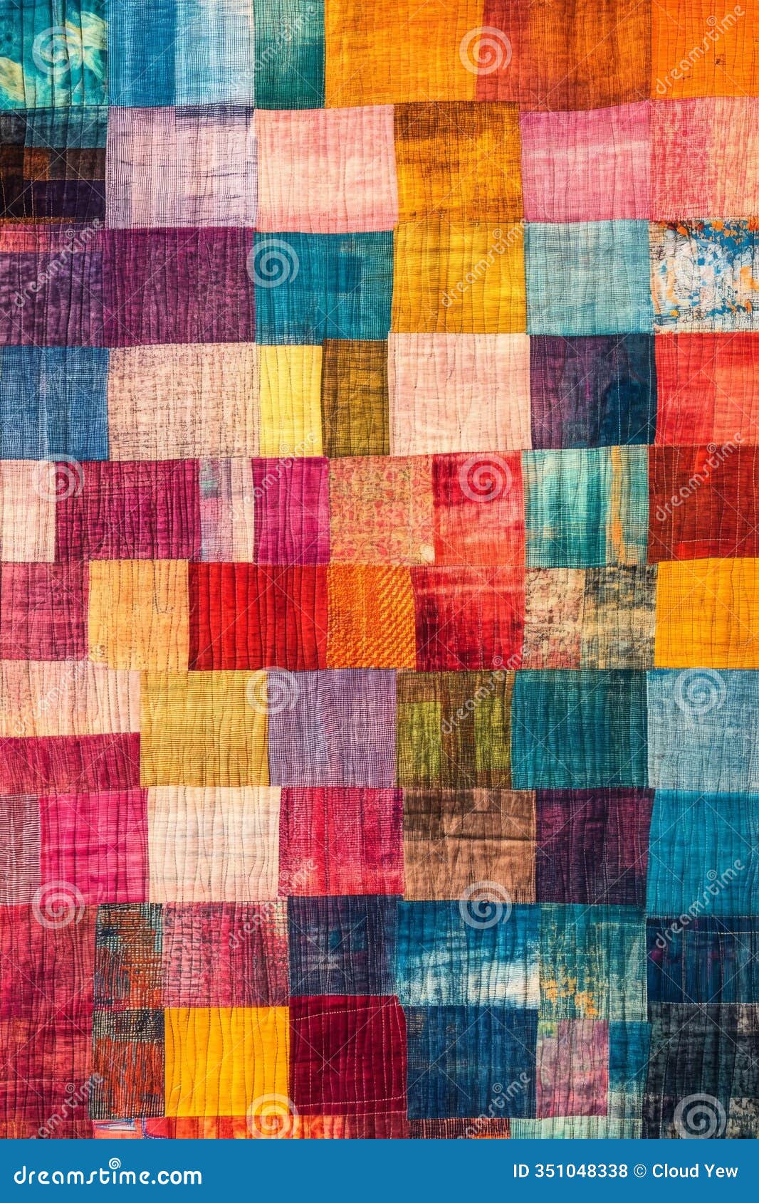 Colorful Patchwork Quilt with Vibrant Textures and Patterns in a ...