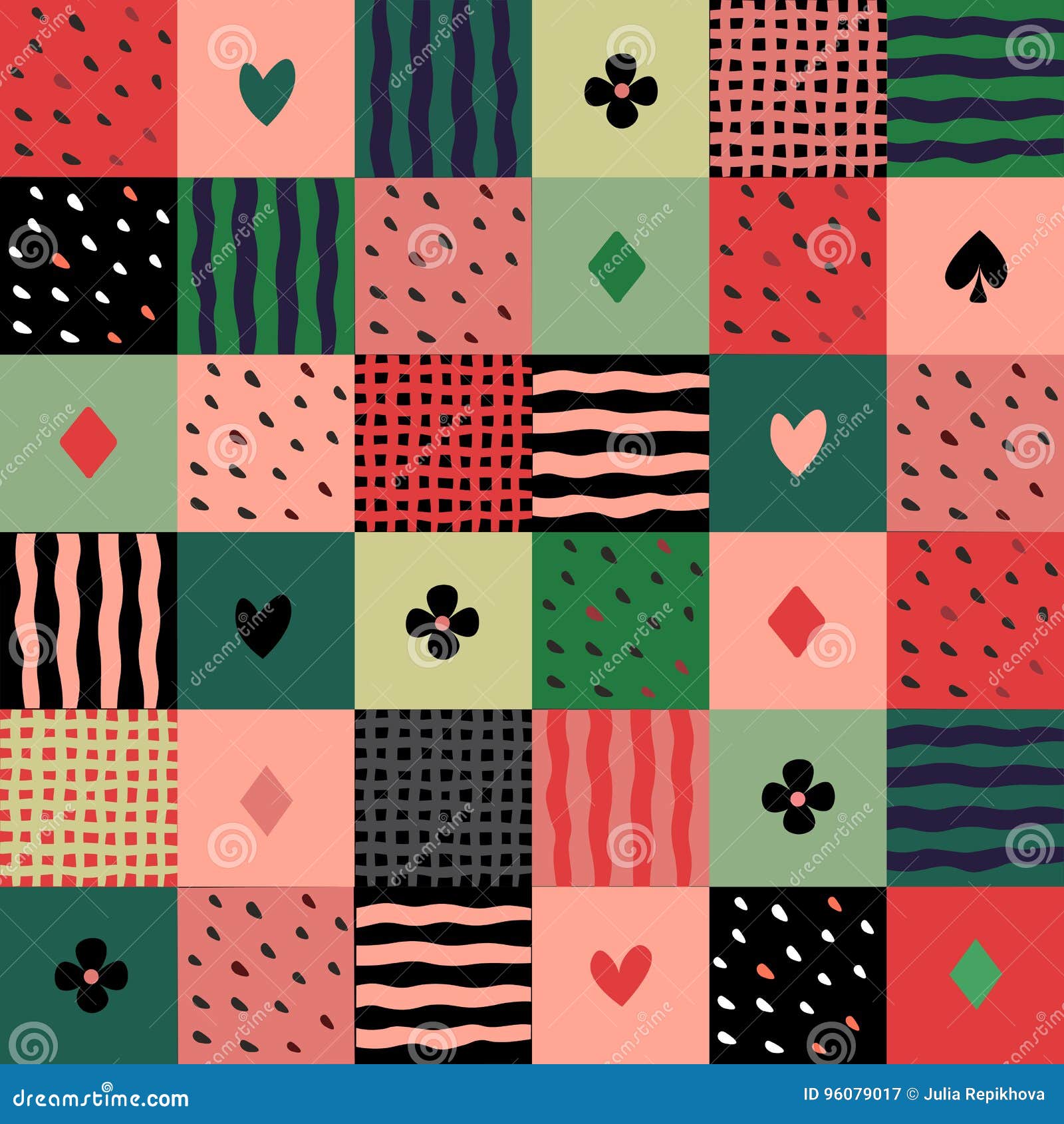 Colorful Patchwork Seamless Pattern Stock Vector Illustration Of