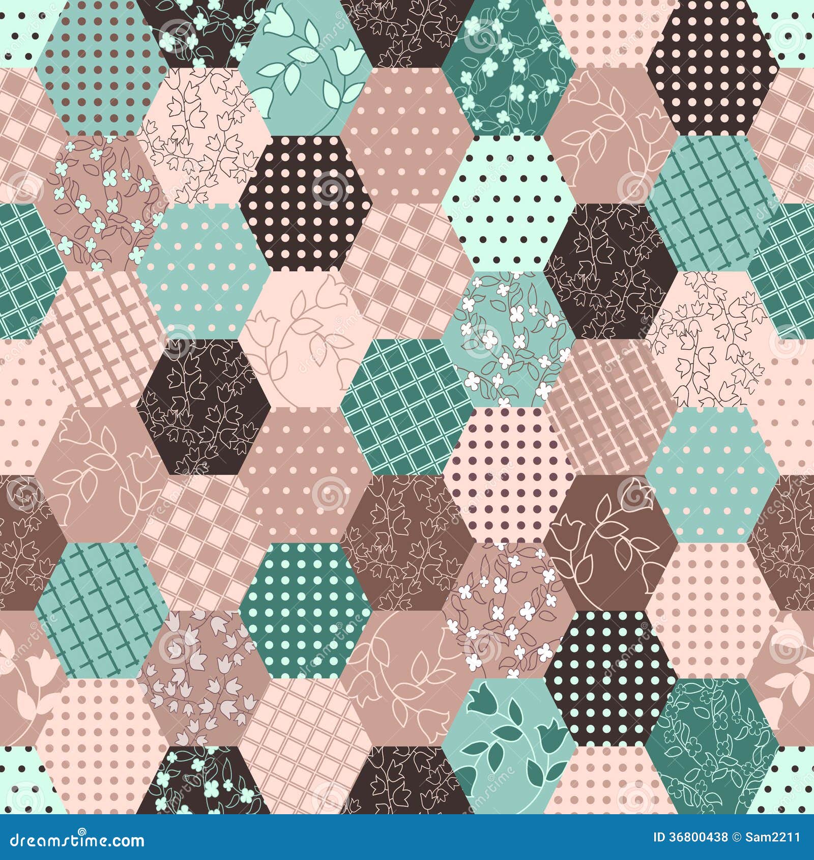 Colorful Patchwork Seamless Patterns . Stock Vector - Illustration of ...