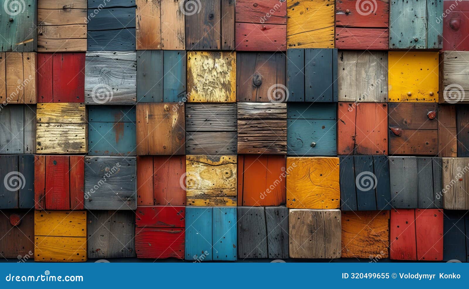 Colorful Patchwork of Wooden Planks with Varied Textures and Aged ...