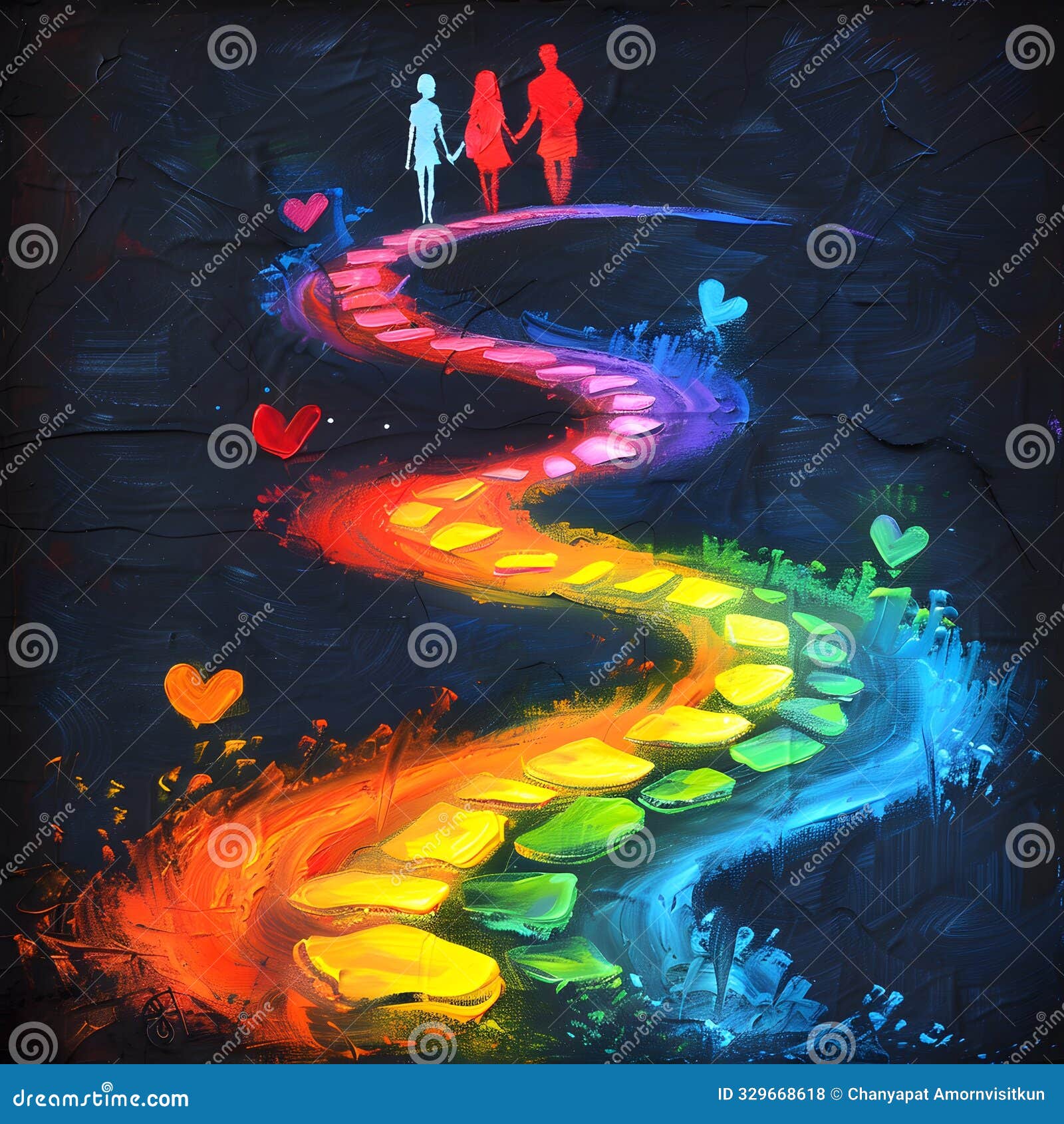 The colorful path of love stock illustration. Illustration of pink ...