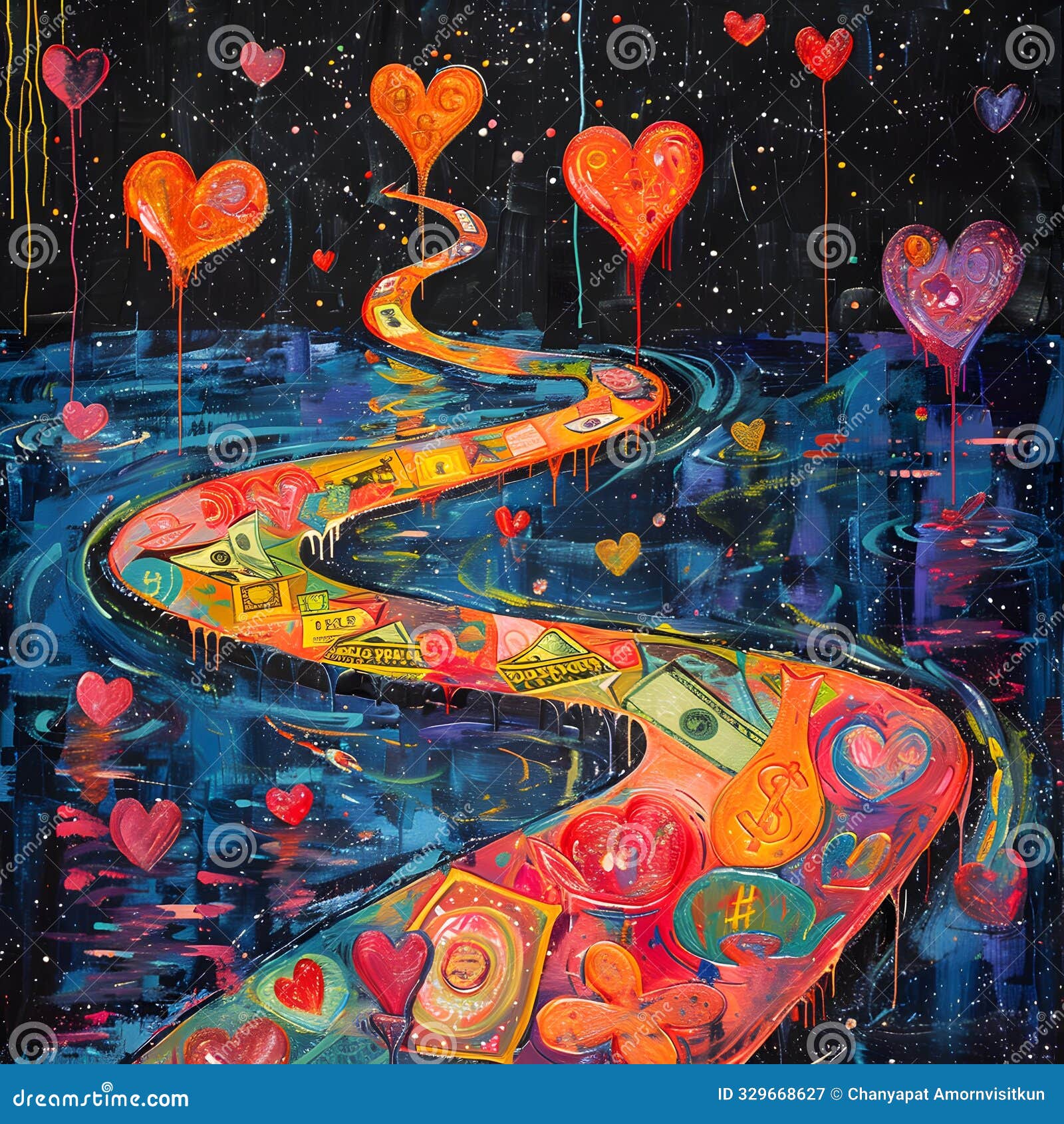 The colorful path of love stock illustration. Illustration of white ...