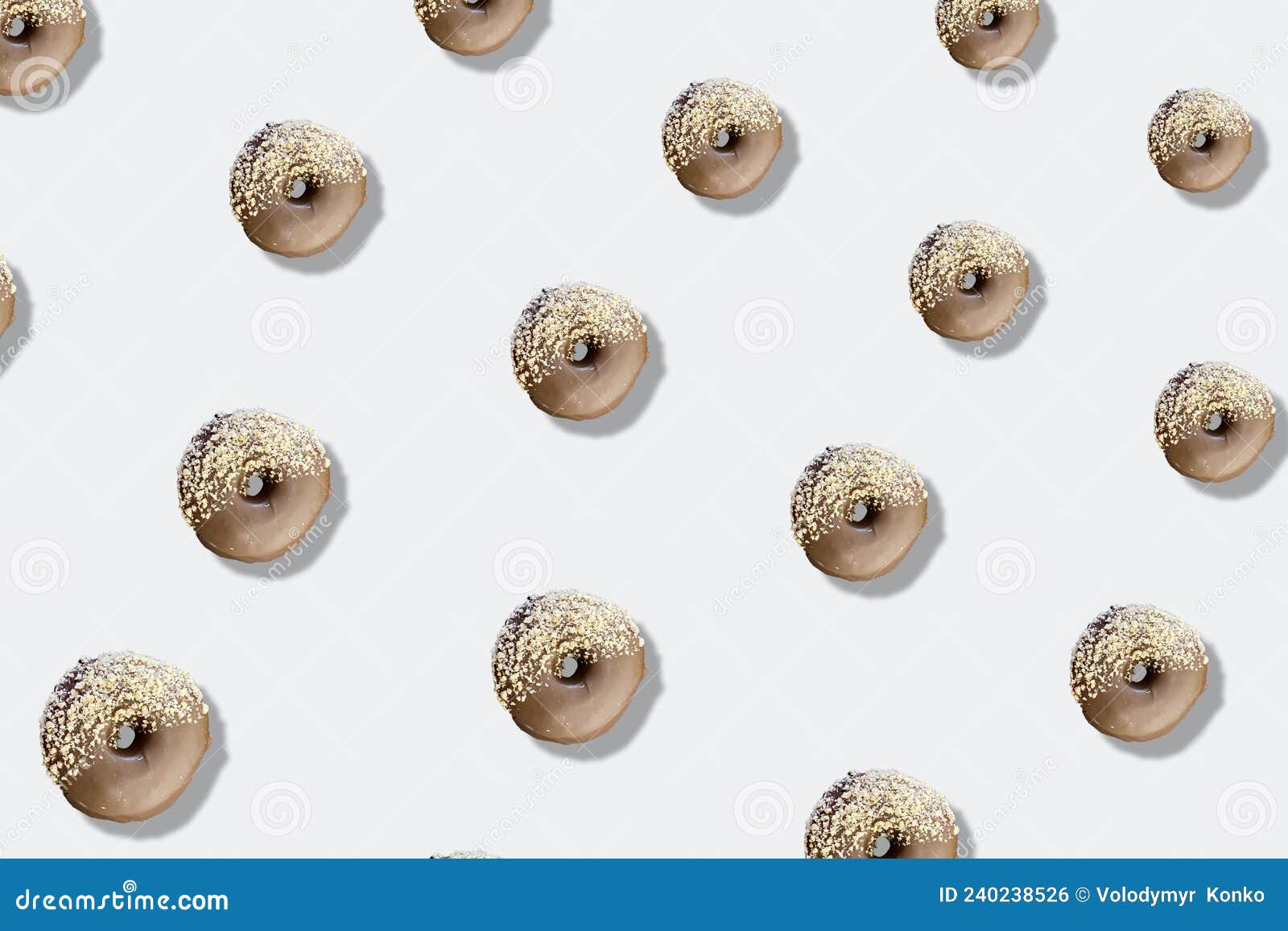 Colorful Pattern of Chocolate Donuts Isolated on Light Grey Background ...