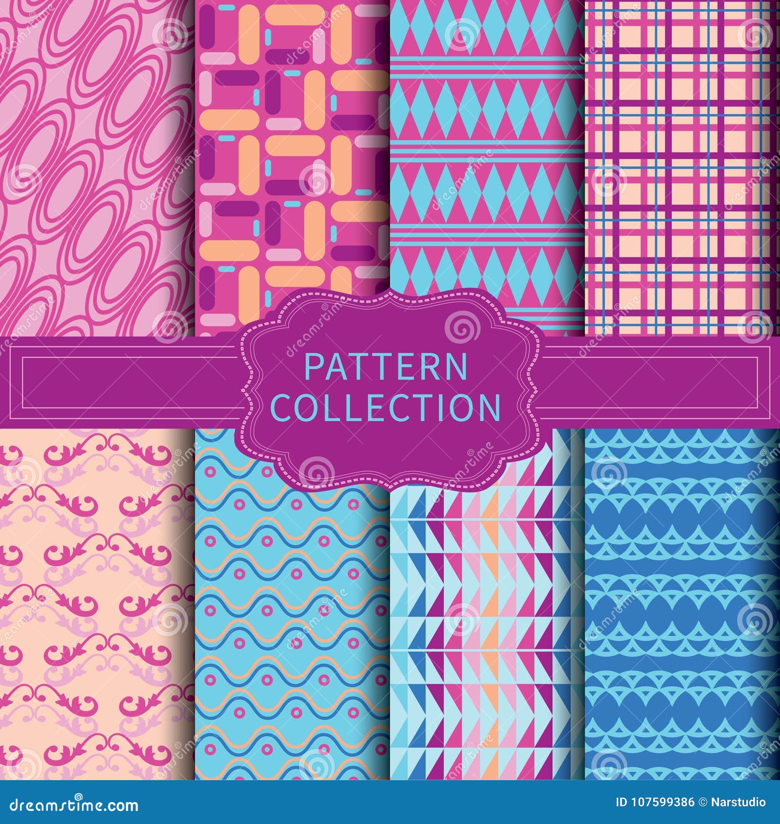 Modern Pink and Blue Pattern. Stock Illustration - Illustration of ...