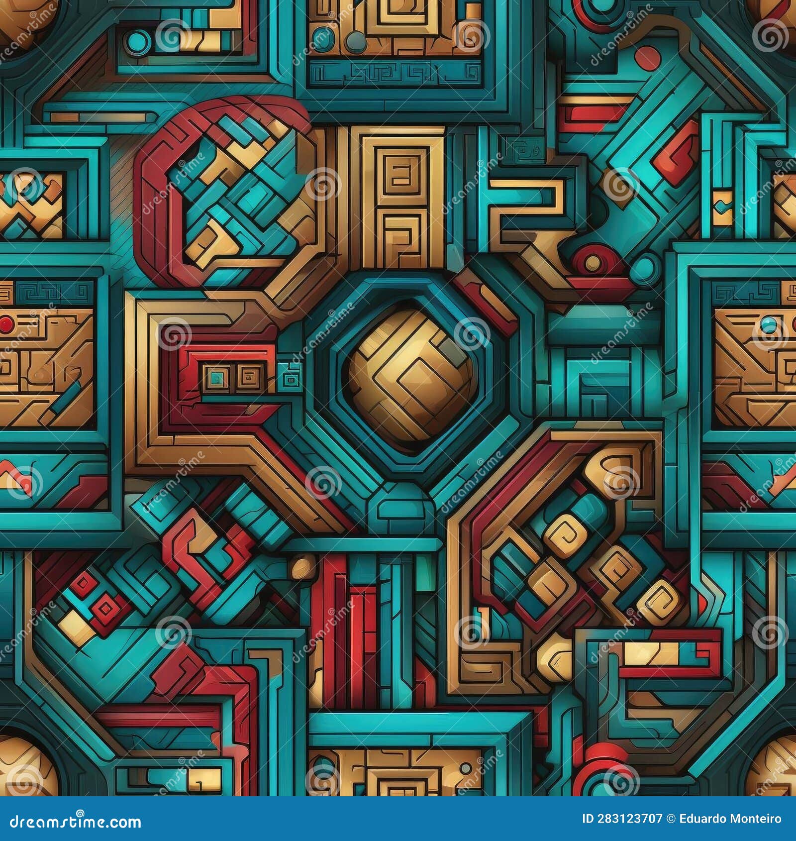 Colorful Pattern of Geometric Shapes Inspired by Mayan Art and ...