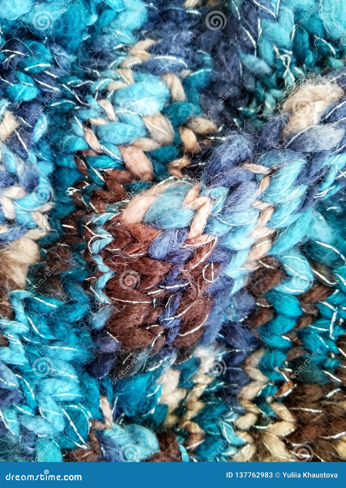 Texture Pattern Knitted with Colored Threads Close-up Stock Image ...
