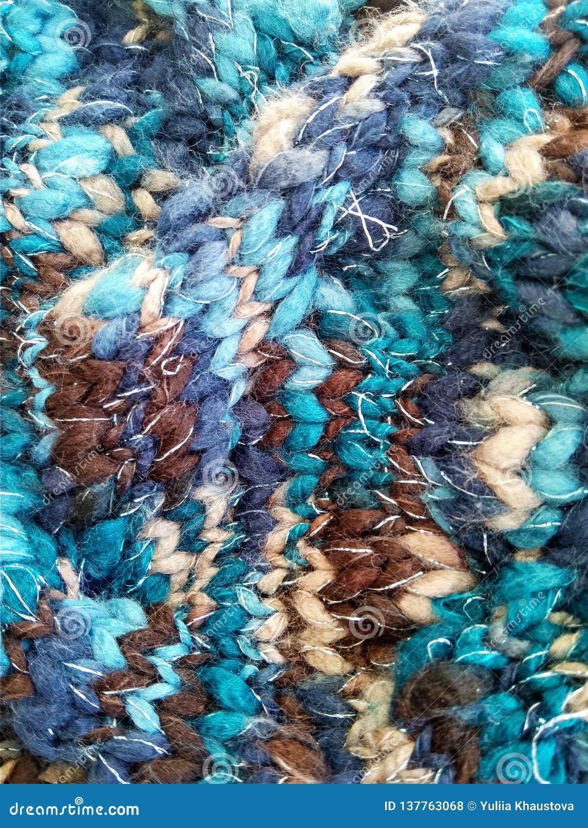 Texture Pattern Knitted with Colored Threads Close-up Stock Photo ...