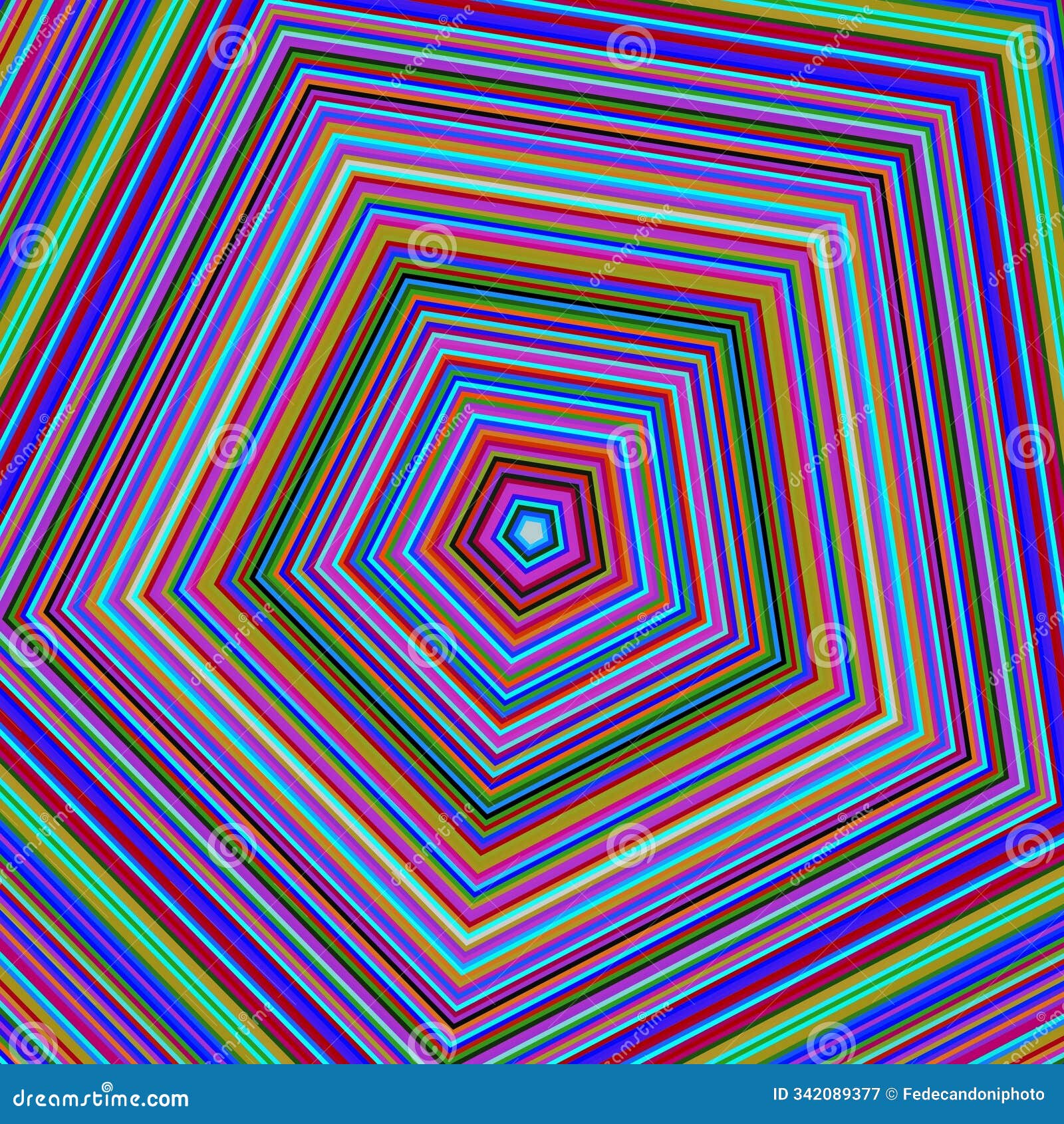 Colorful Pattern of Many Concentric Pentagons with Lines Radiating ...
