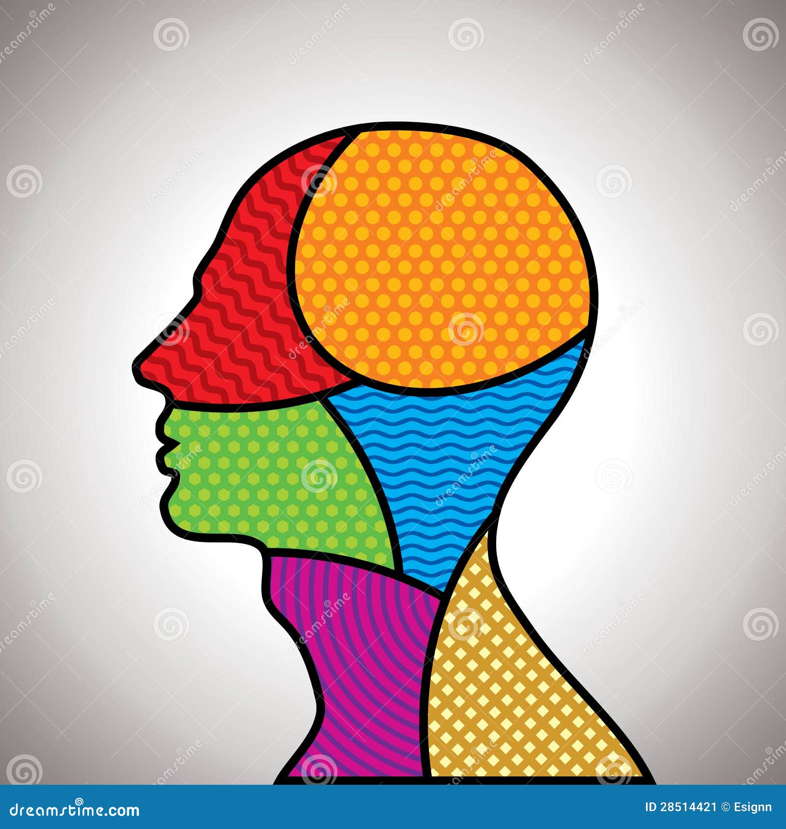 Colorful Pattern Shape of Human Head Stock Vector - Illustration of ...