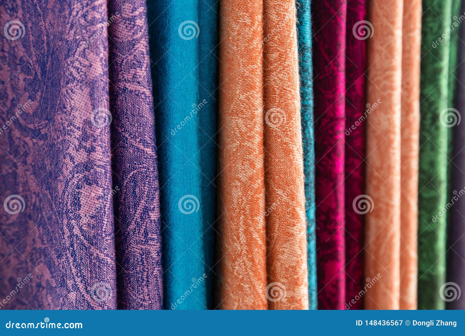 Colorful Pattern Silk Cloth Display Closeup View Stock Image - Image of ...