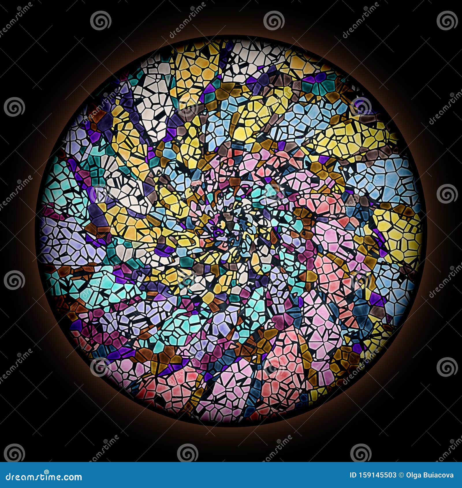 Colorful Pattern in Style of Gothic Stained Glass Window with Round ...