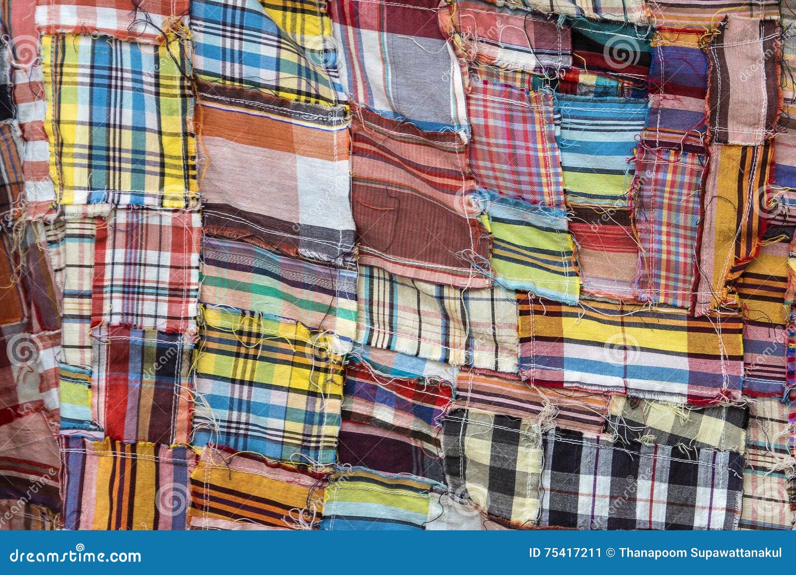 The Colorful Pattern of Thai Cloth Stock Image - Image of background ...