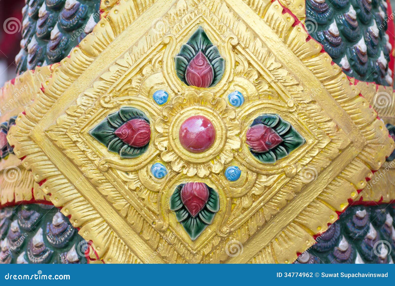 Colorful Pattern Thai Style Lotus Stock Photo - Image of colorful ...