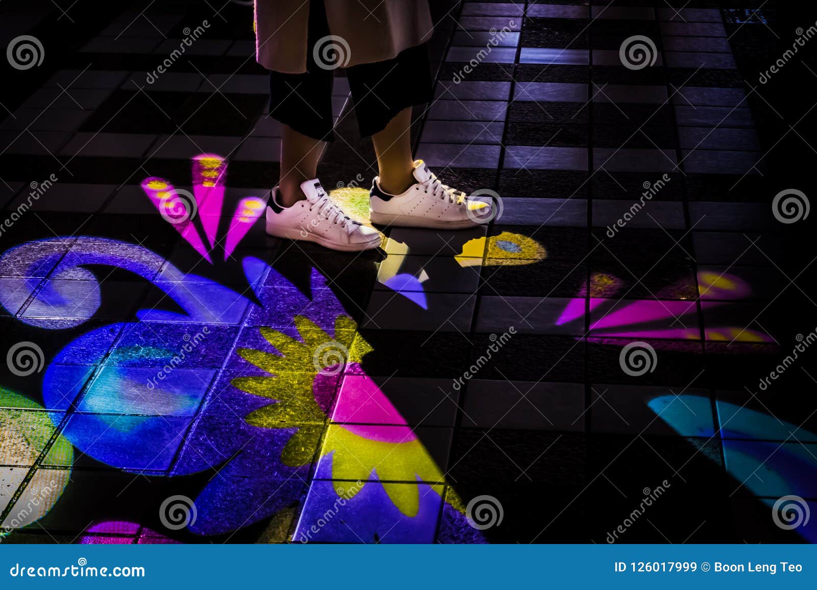 Colorful Patterned Lighting Projection on the Floor Editorial Stock ...