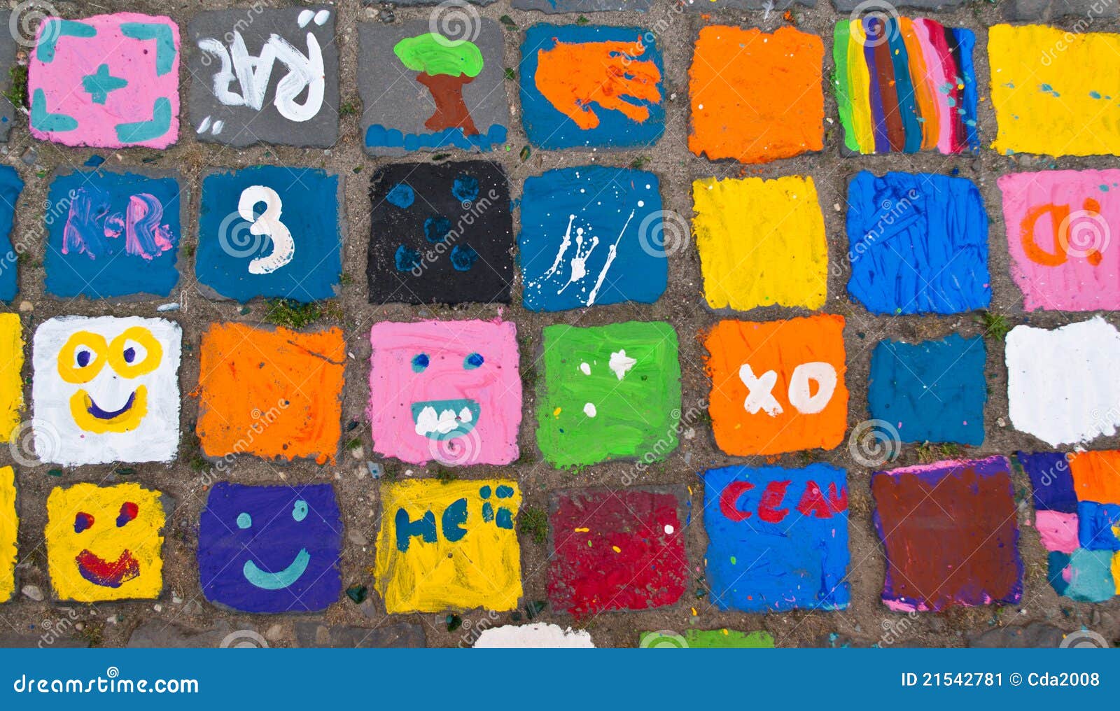 Colorful pavement stock image. Image of children, grafitti - 21542781