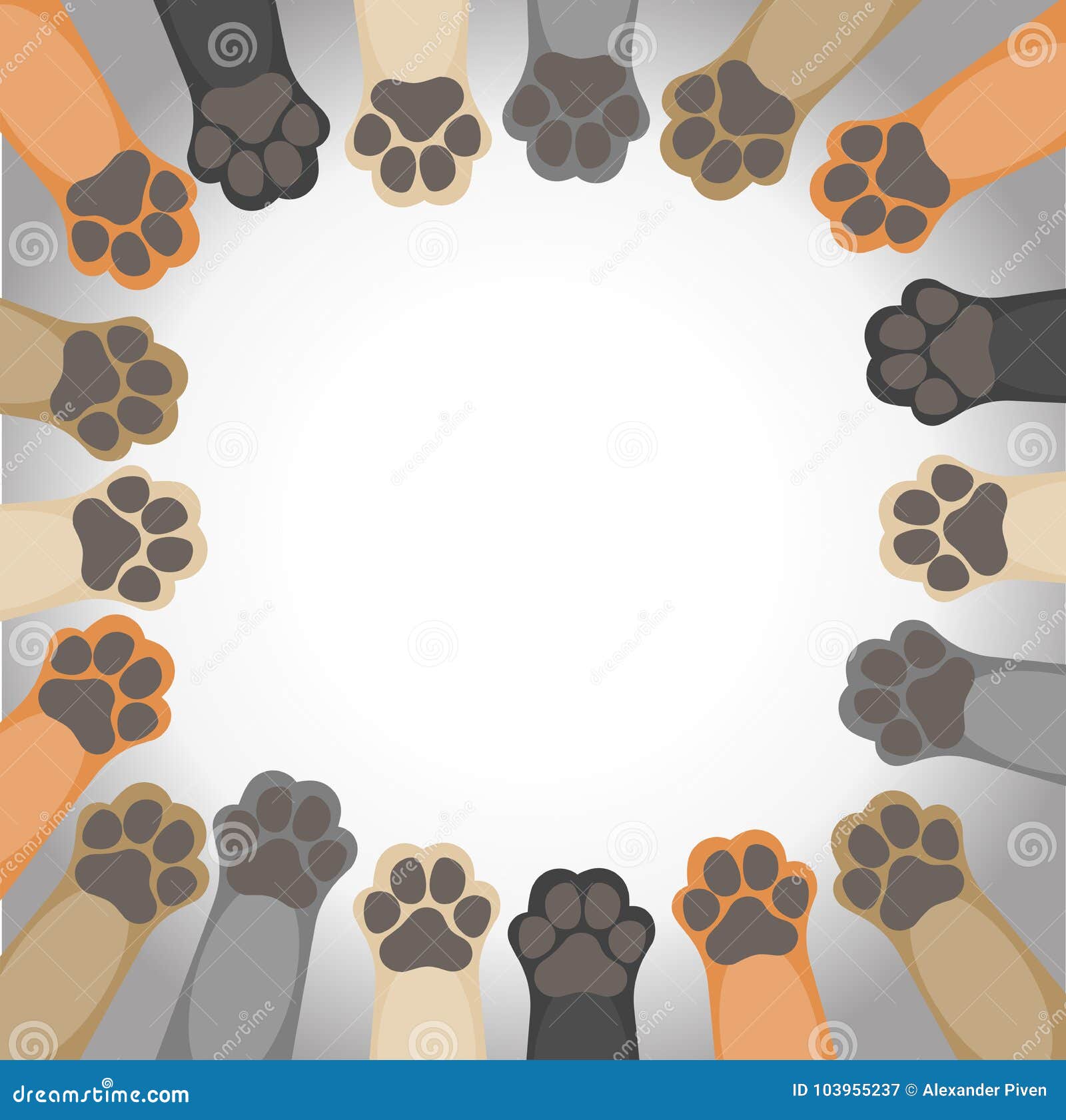 Colorful Paws Animal Round Frame Vector Image | CartoonDealer.com ...